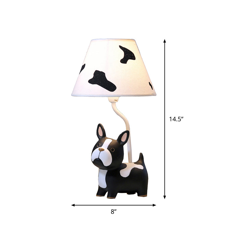 Resin Dog Nightstand Lamp Cartoon 1 Bulb Black and White Table Lighting ...