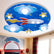 Wooden Rocket and Star Flush Mount Childrens 8 Bulbs Blue Flushmount ...