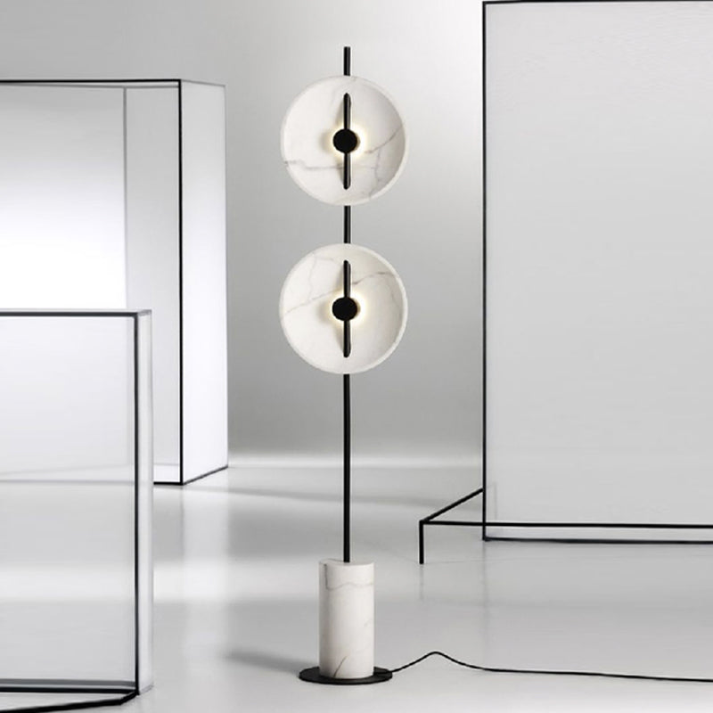 White Disc Standing Light Minimalistic Marble LED Floor Lamp with ...