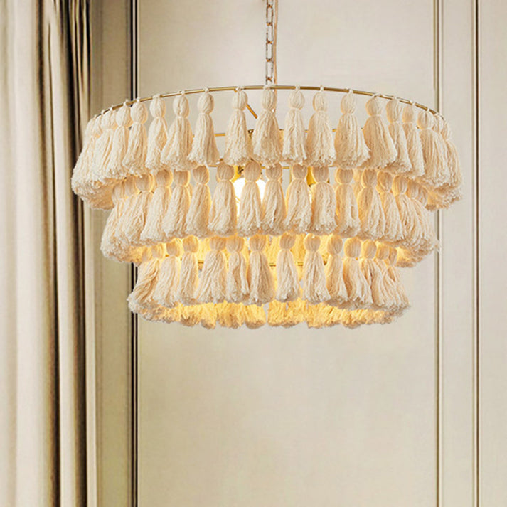 Simplicity Tiered Round Suspension Lighting Single Tassel Pendant ...