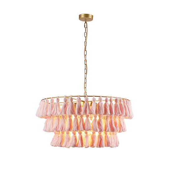 Simplicity Tiered Round Suspension Lighting Single Tassel Pendant ...