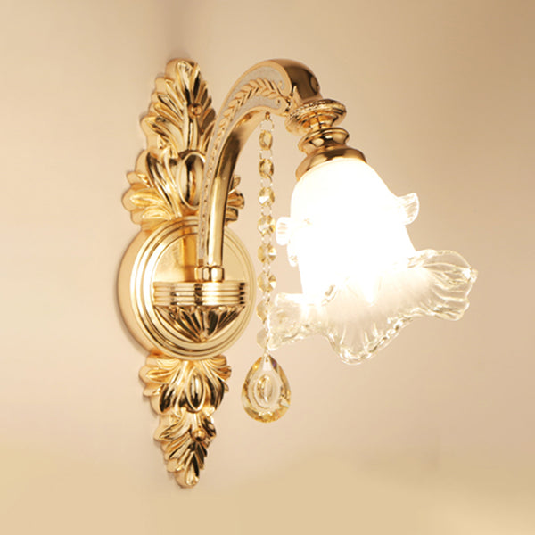 Frosted Glass Flower Wall Mount Light Traditional Corridor Wall Light ...