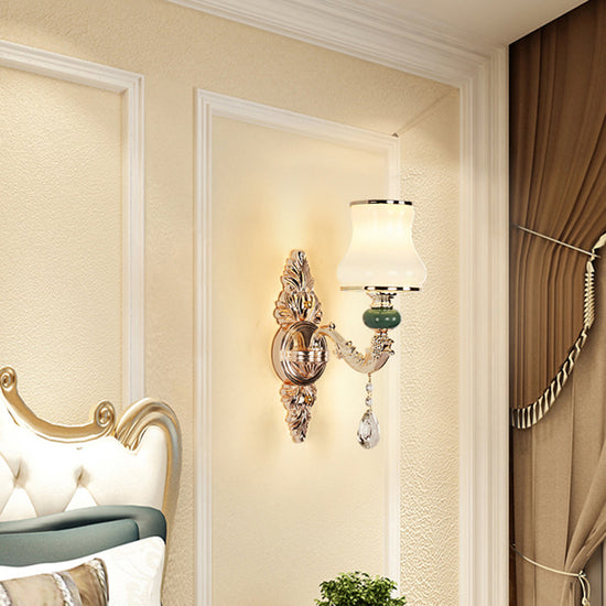 Traditional Tapered Wall Mount Light Textured Glass Wall Light Fixture ...