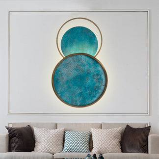 Decorative Blue Glass Sconce Light 16.5" Height Round LED Sconce ...