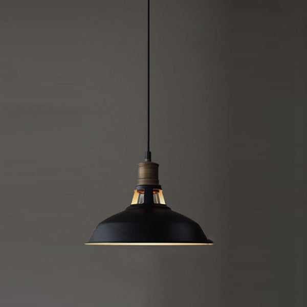 Retro Style Pot Cover Suspension Lighting 1 Head Iron Pendant Ceiling ...