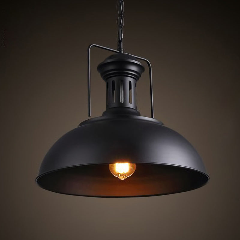 Metallic Pot Cover Pendant Light Antique 1-Light Restaurant Hanging ...