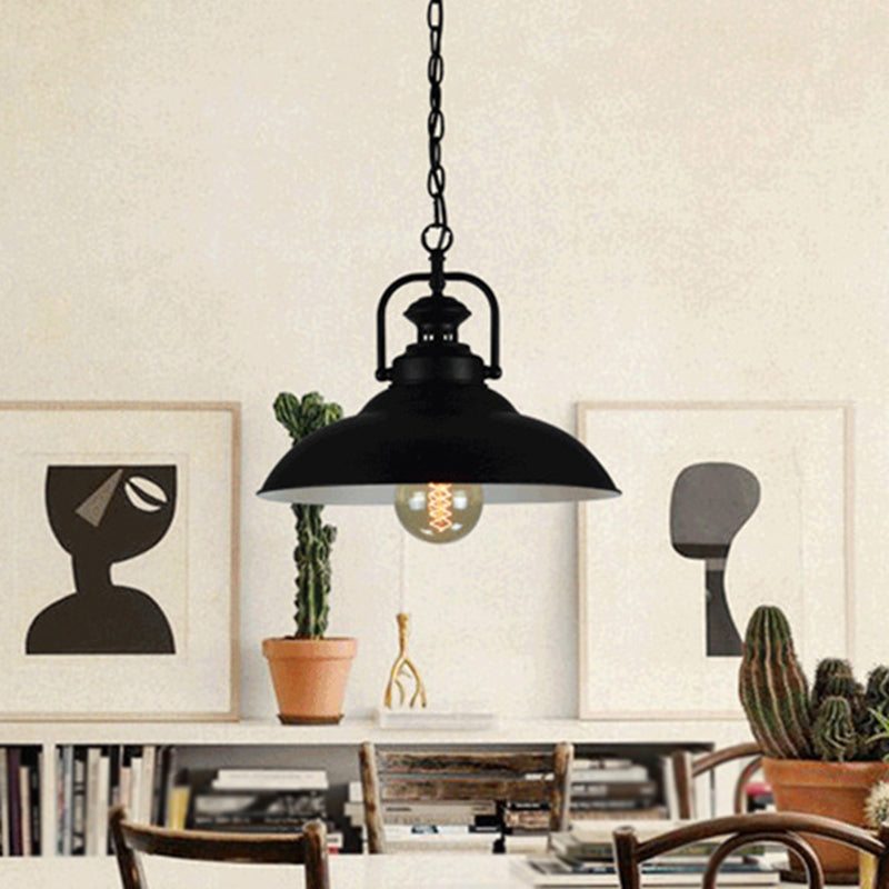 Industrial Pot Lid Ceiling Light Single Metal Hanging Pendant Light ...