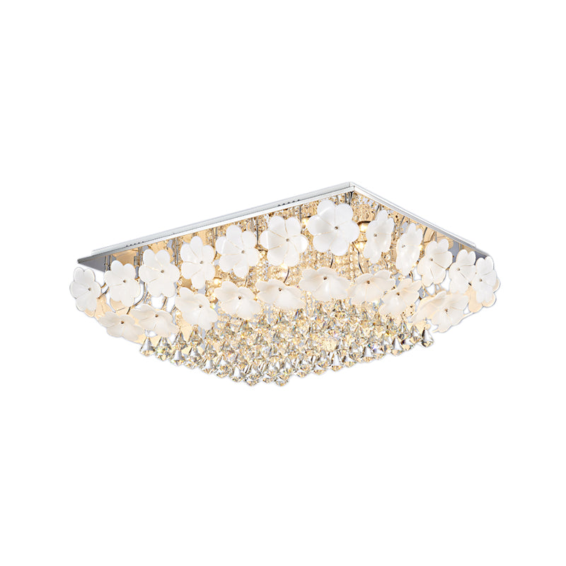 Rectangular Flush Mount Light Modern Crystal LED Chrome Ceiling Light ...