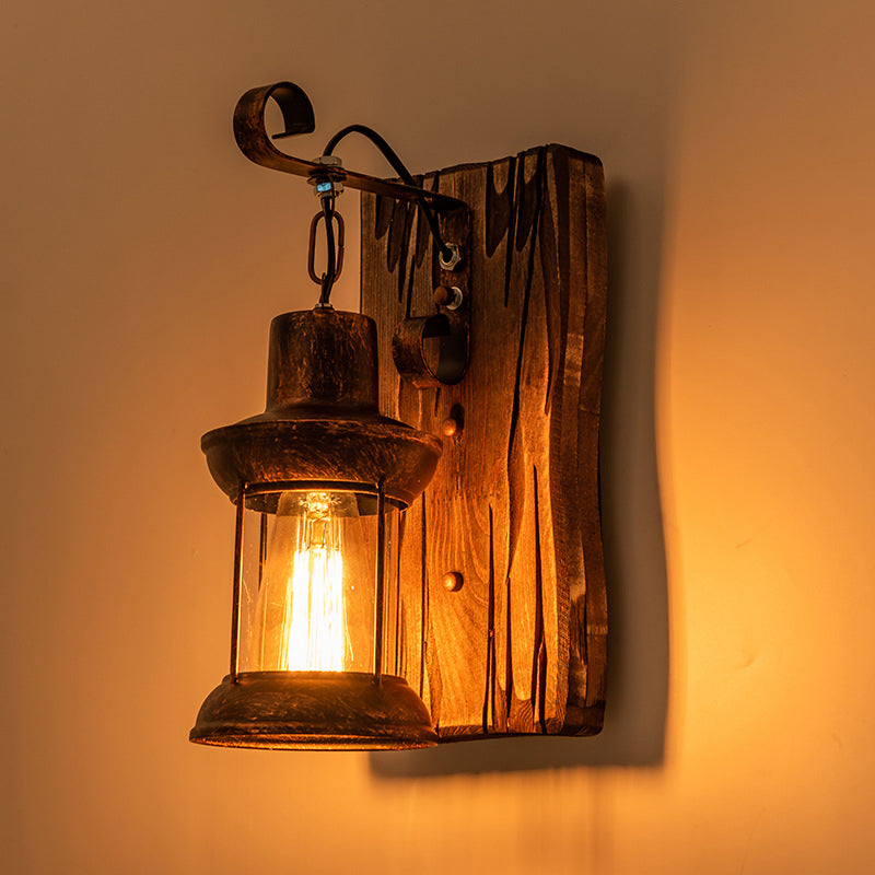 Industrial Lantern Wall Mount Light 1-Light Iron Wall Light Fixture ...
