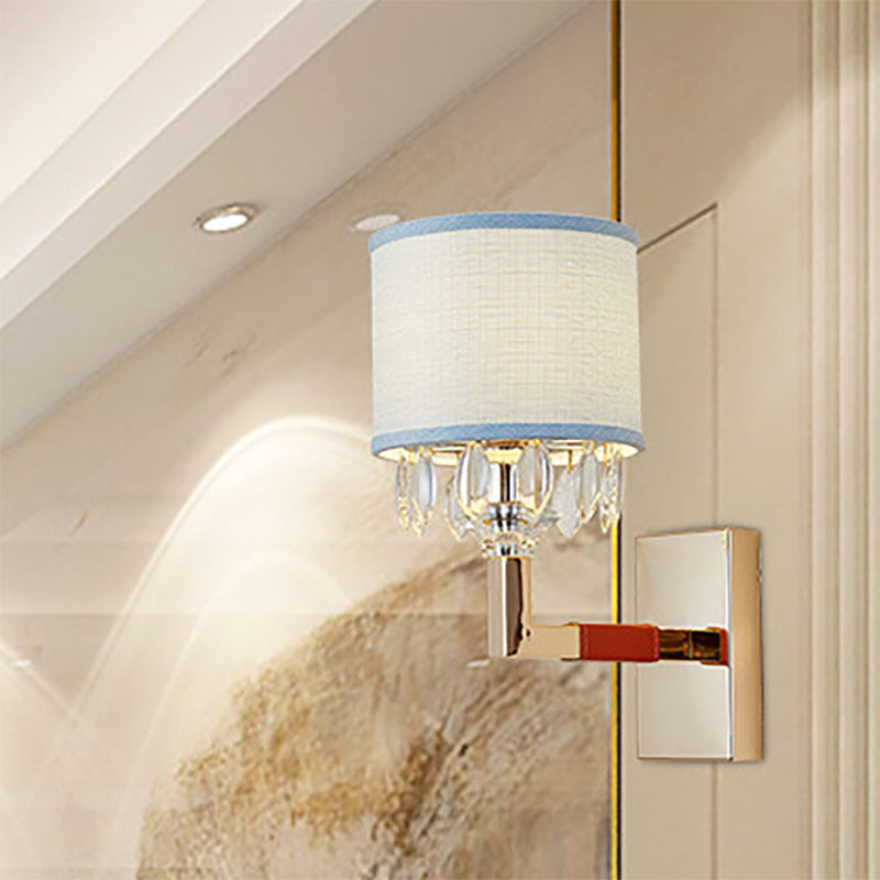 Drum Fabric Shade Wall Sconce Fixture Contemporary 1 Bulb Gold Finish ...