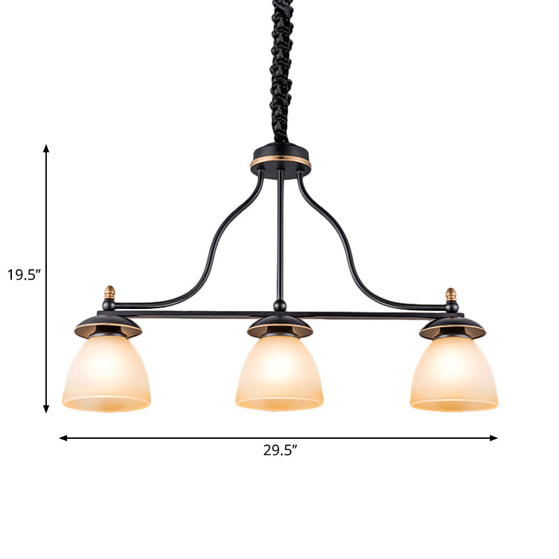 White Glass Barrel Shape Island Lighting Classic 3 Lights Dining Room ...