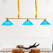 Blue Ribbed Glass Cone Island Pendant Light Traditional 3 Lights Dining ...