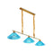 Blue Ribbed Glass Cone Island Pendant Light Traditional 3 Lights Dining ...