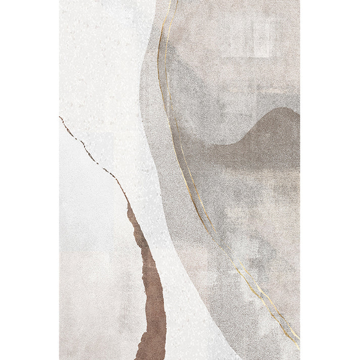 Beige Abstract Printed Rug Synthetics Contemporary Carpet Washable Non ...