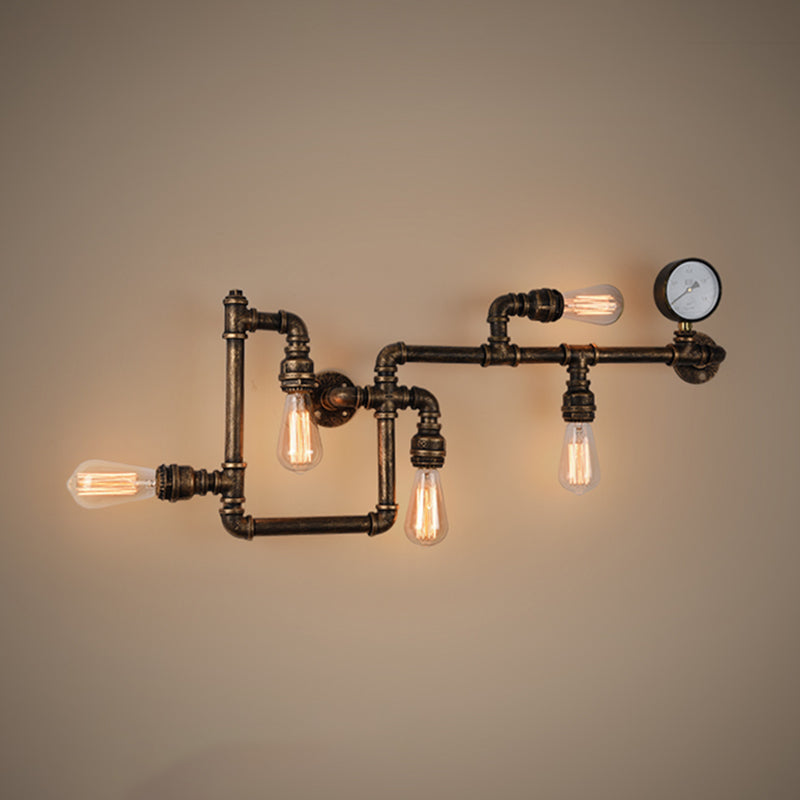Iron Water Pipe Wall Light Retro Style Restaurant Wall Lighting Fixture ...