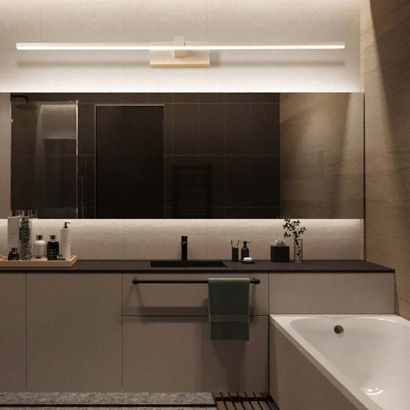 Linear Shaped Bathroom Wall Sconce Light Metallic Minimalist LED Vanity ...