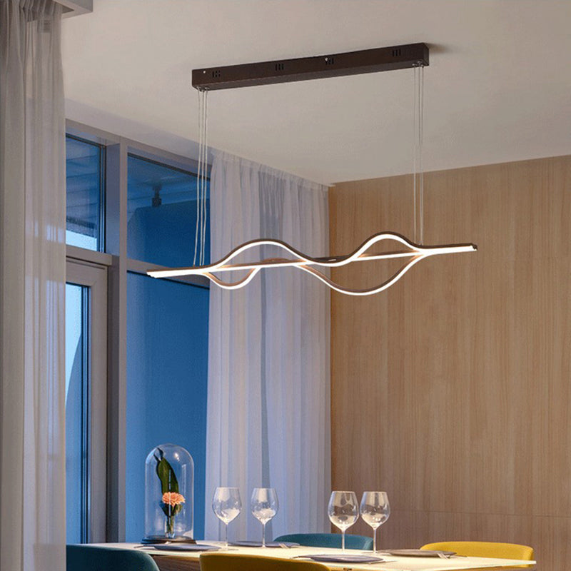Waving Dining Room LED Pendant Light Metallic Modern Hanging Island ...