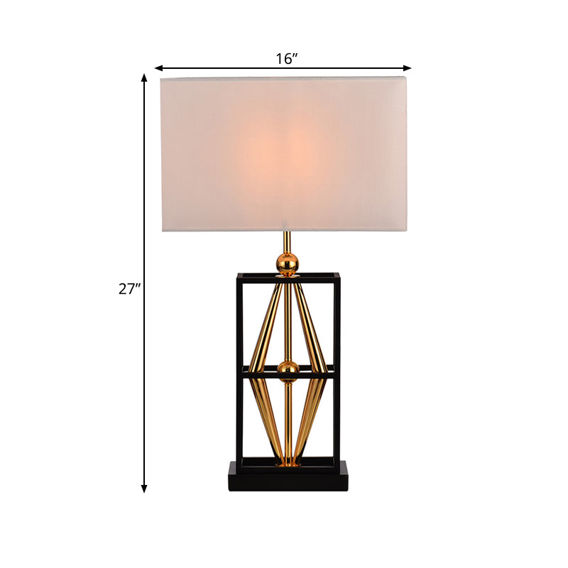 1 Light Bedroom Table Light Classical White Desk Lamp with Rectangle ...