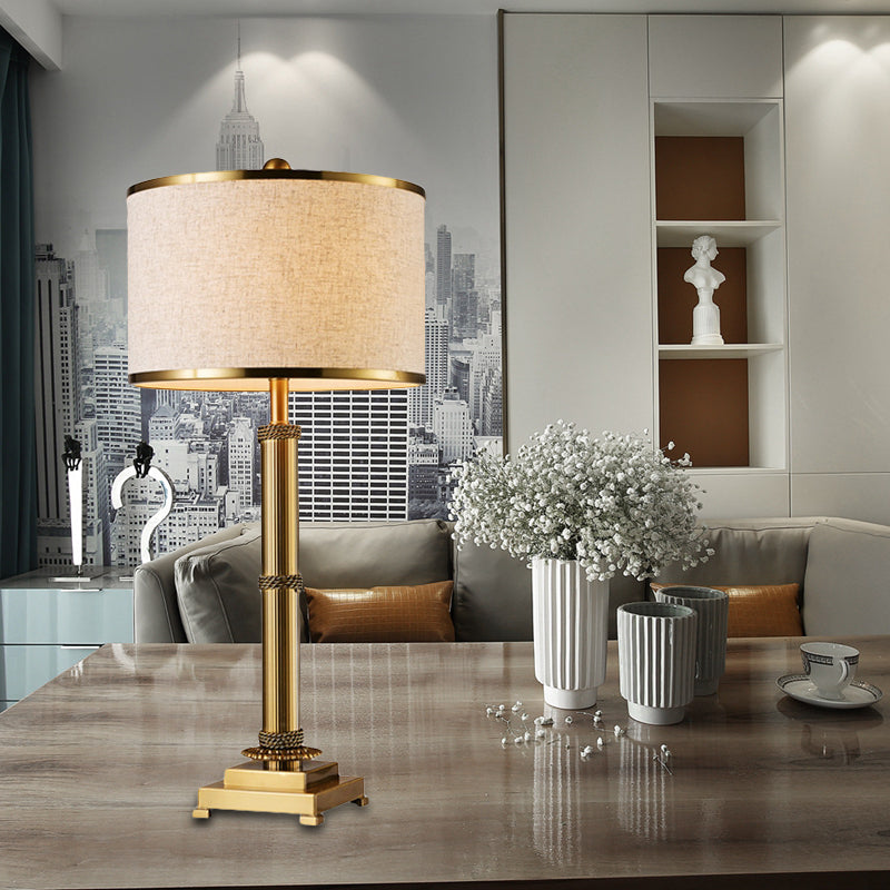 1 Light Bedroom Task Lighting Traditional Flaxen Study Light with Drum ...