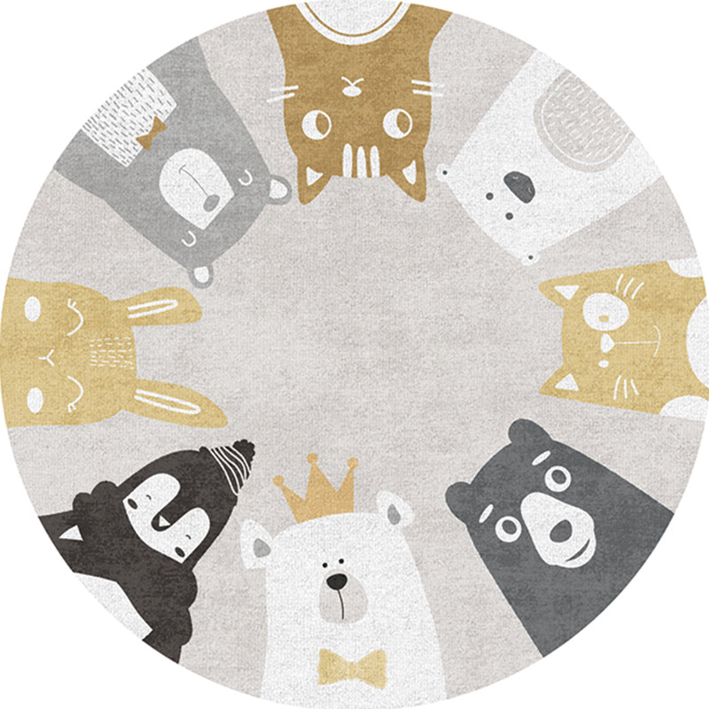 Multi Color Childrens Room Rug Natural Cartoon Animal Print Carpet ...