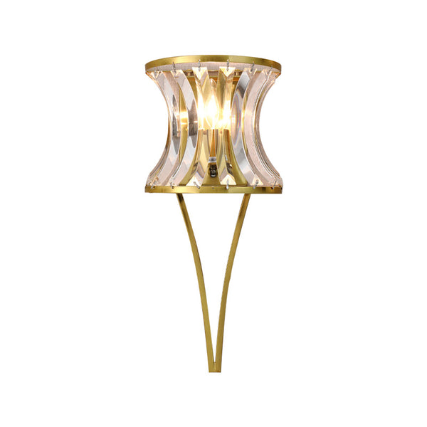 Golden Hourglass Shape Wall Lighting Modern Style 1 Head Clear Crystal ...