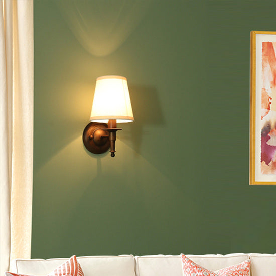 Traditional Bucket Wall Light 1 Head Fabric Wall Light Fixture in Dark ...