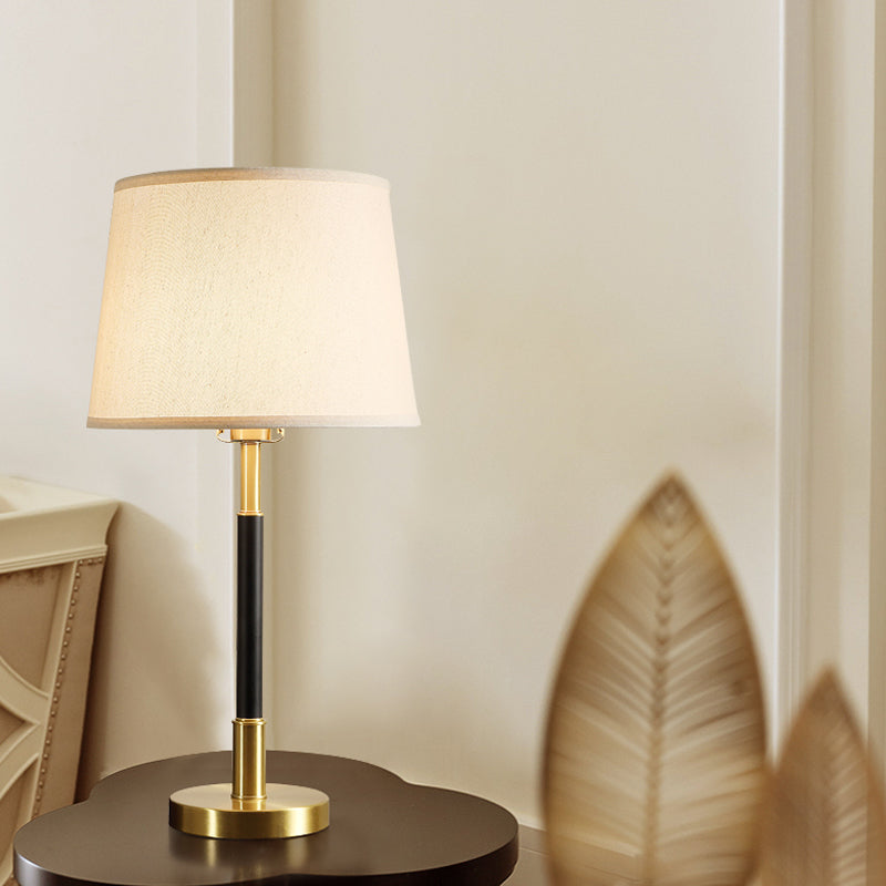 Single Table Lamp Traditional Tapered Drum Fabric Nightstand Lighting ...