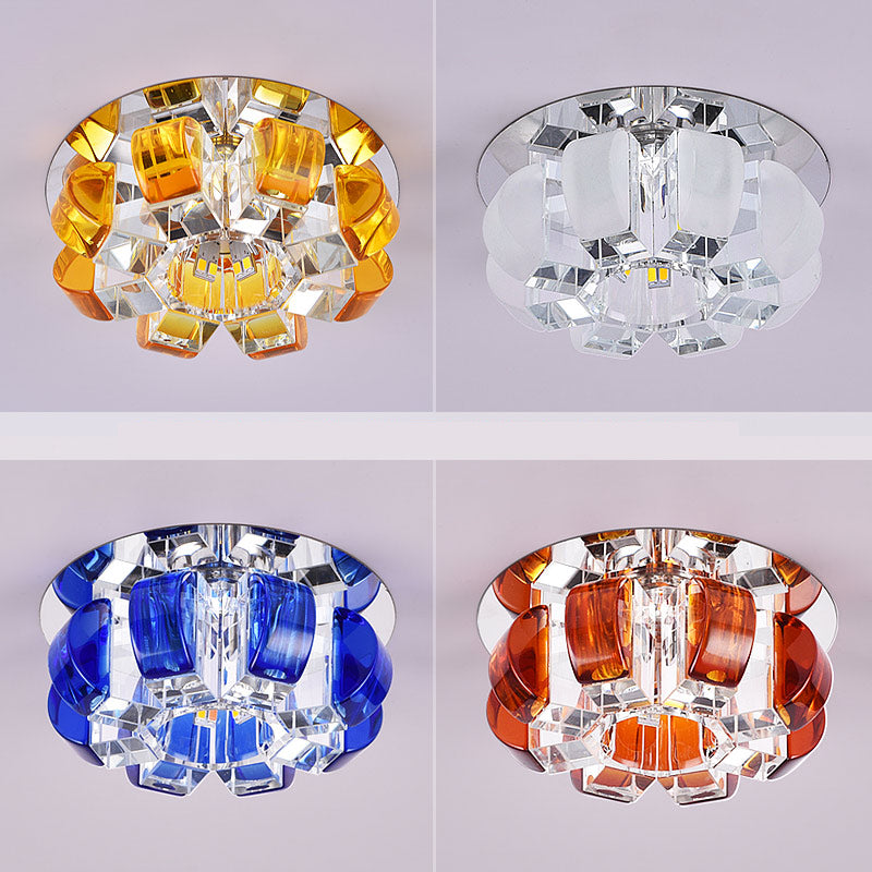 Clear Floral Flush Ceiling Light Contemporary Crystal LED Flush Mount ...