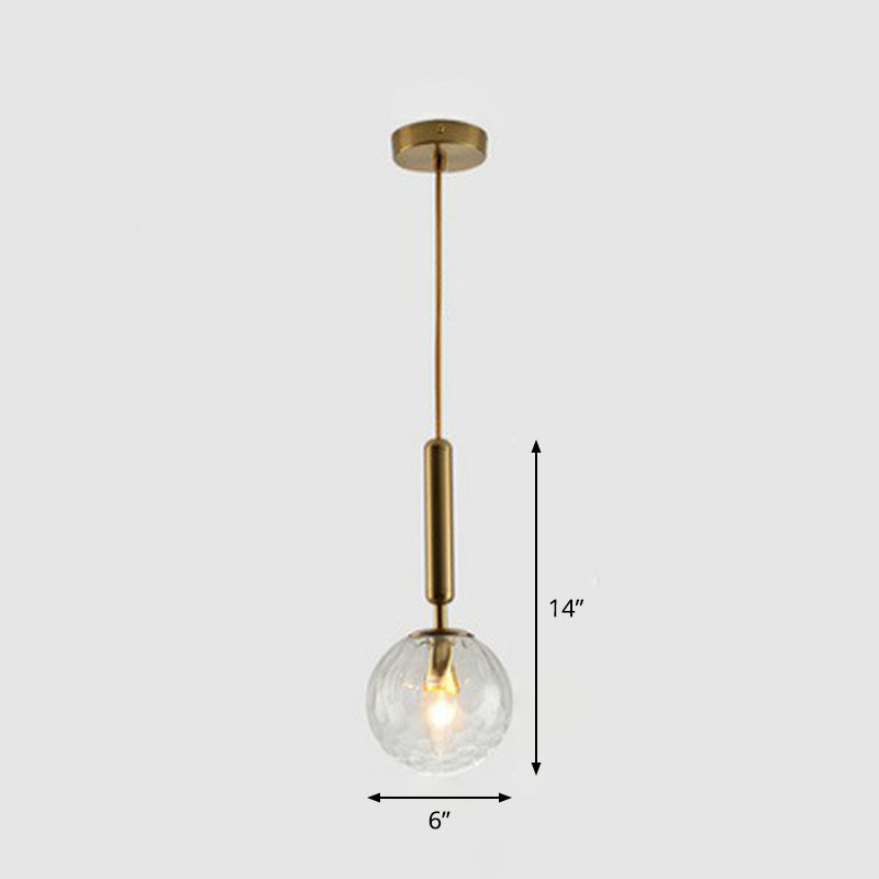 Modernist Ball Shaped Hanging Light Fixture Hammer Glass Single ...