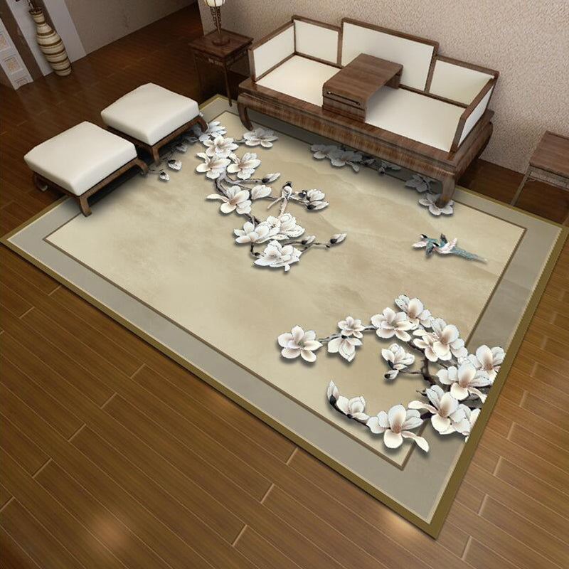 Olden Chinoiserie Rug Multicolor Bird and Flower Print Rug Non-Slip ...