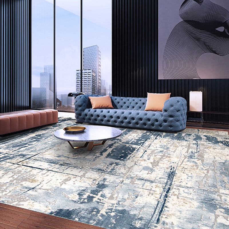 Reclaimed Abstract Rug Multi Color Industrial Carpet Polyester Washable ...