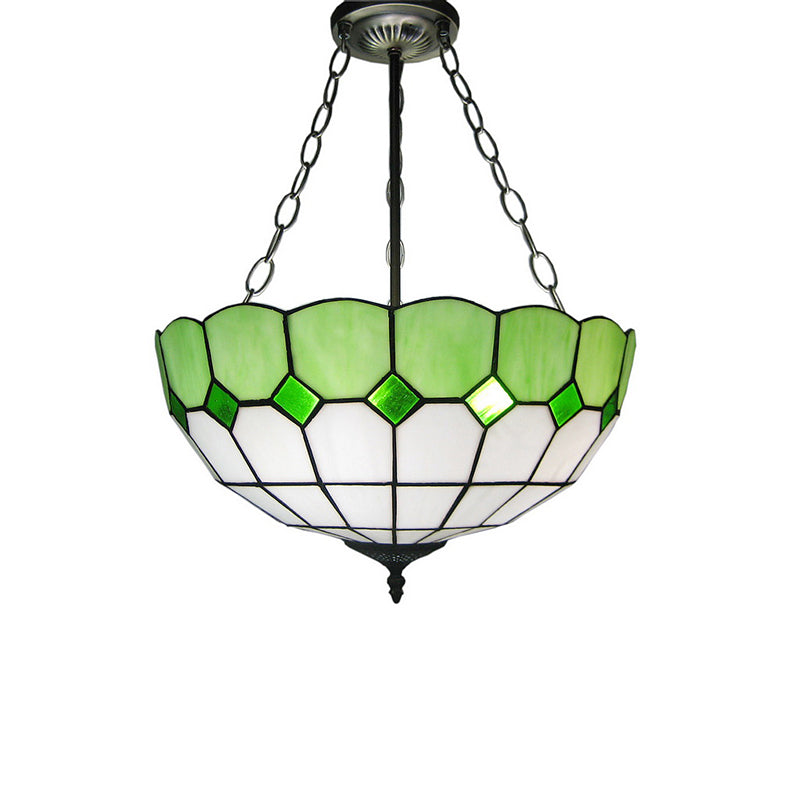 Inverted Dome Ceiling Lighting 3 Heads Stained Art Glass Tiffany ...