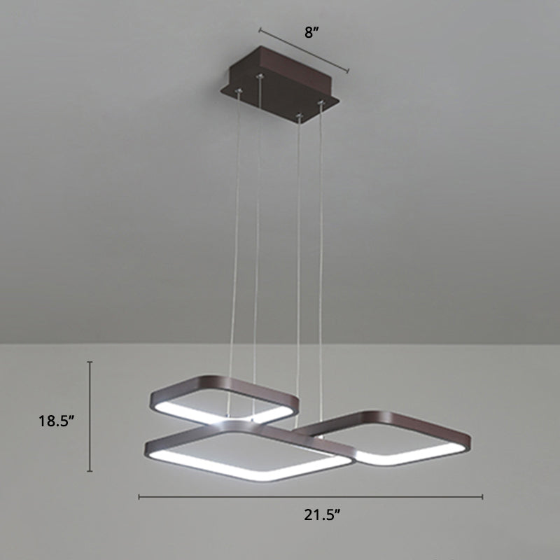 Layered Rhombus Chandelier Lighting Minimalist Metallic Coffee LED ...