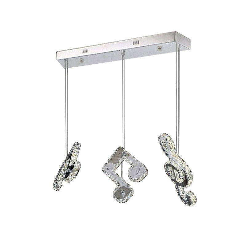 Minimalistic Music Note Hanging Light Fixture Beveled Crystal ...