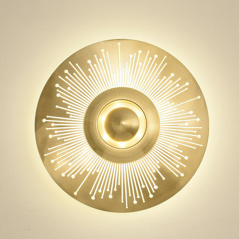 Brass Disc Wall Sconce Lighting Postmodern 1-Bulb Metal Wall Mounted ...