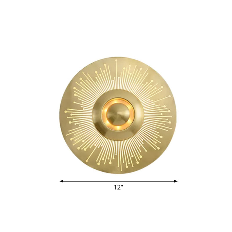 Brass Disc Wall Sconce Lighting Postmodern 1-Bulb Metal Wall Mounted ...