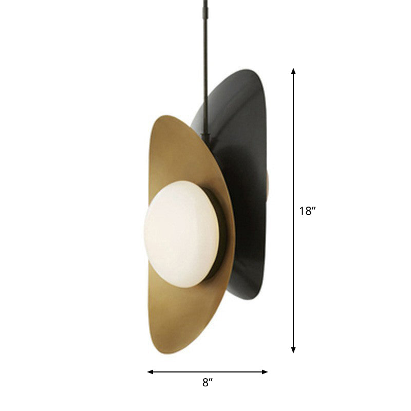 Curved Metal Pendant Lamp Designer 2-Head Black and Gold Inner ...