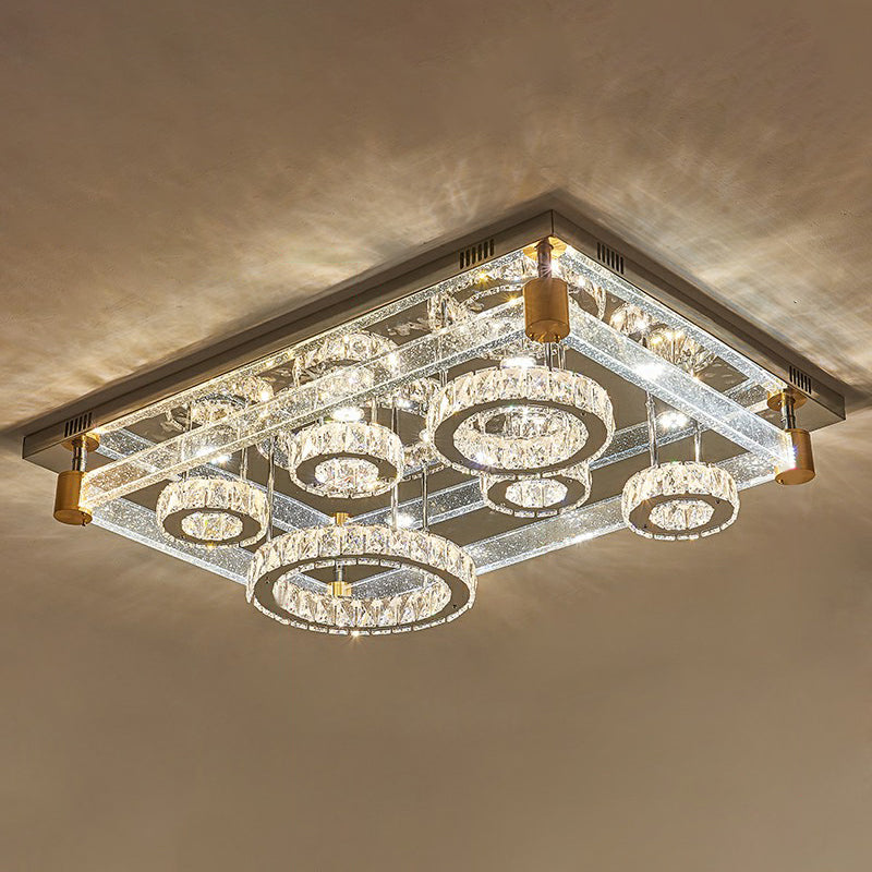 Clear Rectangular LED Flushmount Light Modernist Crystal Circles ...