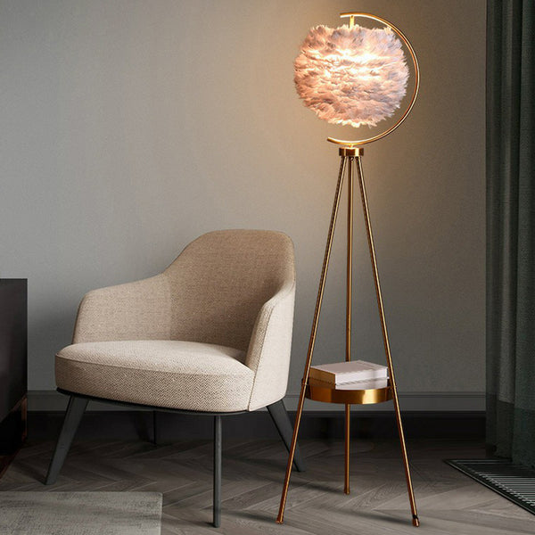 Feather Ball Floor Lighting Nordic 1 Head Stand Up Lamp with Brass ...
