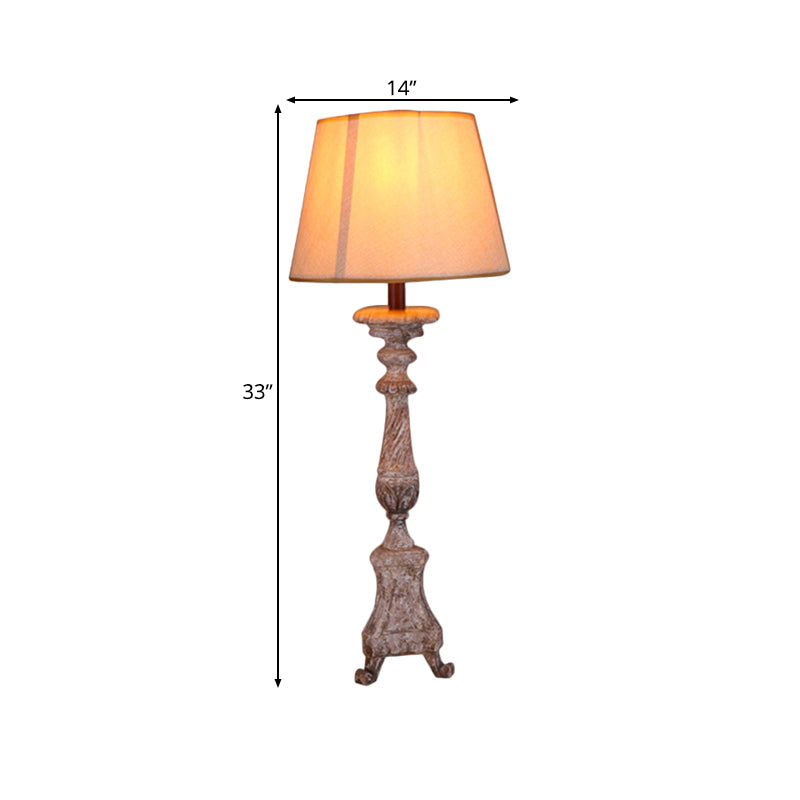 Trapezoid Fabric Table Lamp Vintage 1 Light Study Room Night Light with ...