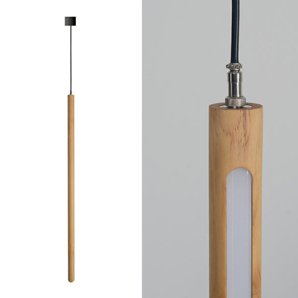 Pole Shaped Bedside LED Pendulum Light Wooden Simplicity Pendant ...
