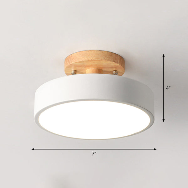 Corridor LED Ceiling Light Simplicity Wood Semi Flush Mount Lighting ...