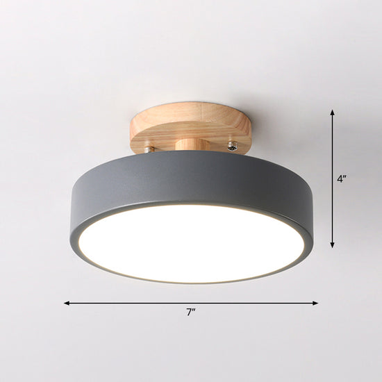 Corridor LED Ceiling Light Simplicity Wood Semi Flush Mount Lighting ...