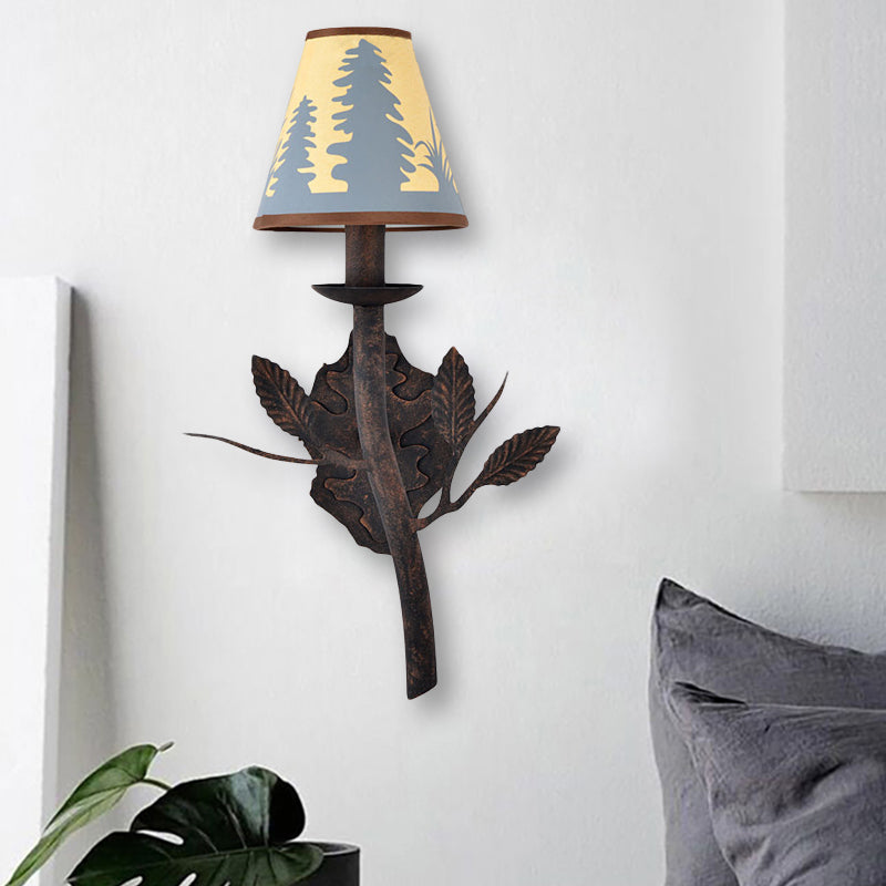 Metal Rust Sconce Lamp Torch 1-Light Country Wall Mounted Lighting with ...