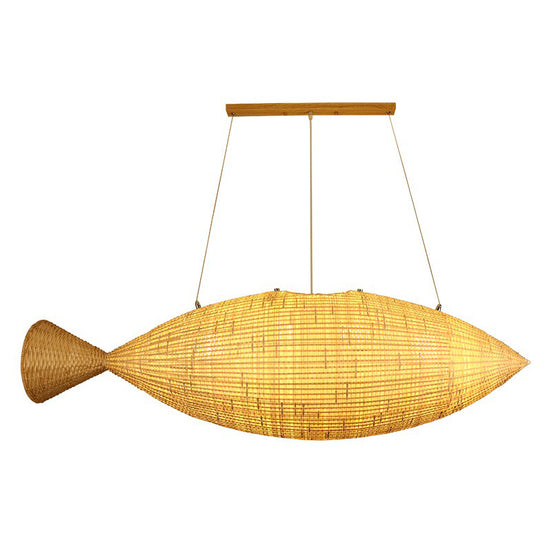 Asia Fish Shaped Hanging Light Bamboo Dining Room Suspension Pendant ...