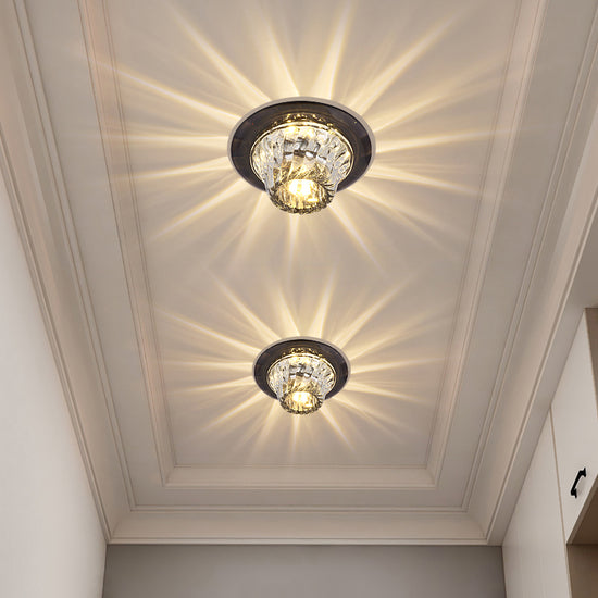 Flared LED Flush Mount Ceiling Fixture Simple Twisted Crystal Corridor ...