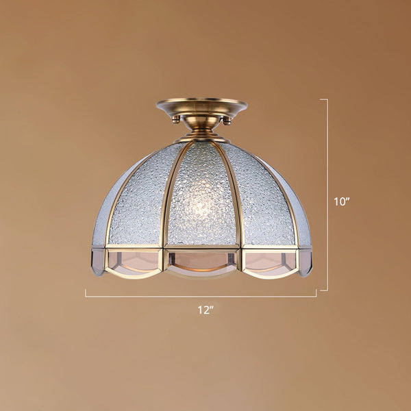 Hemispherical Foyer Ceiling Fixture Traditional Seedy Glass 1-Light ...