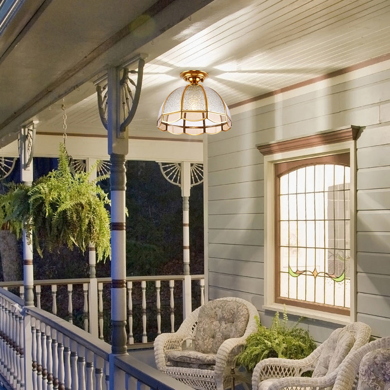 Hemispherical Foyer Ceiling Fixture Traditional Seedy Glass 1-Light ...