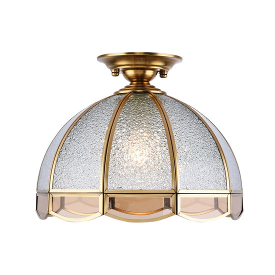 Hemispherical Foyer Ceiling Fixture Traditional Seedy Glass 1-Light ...
