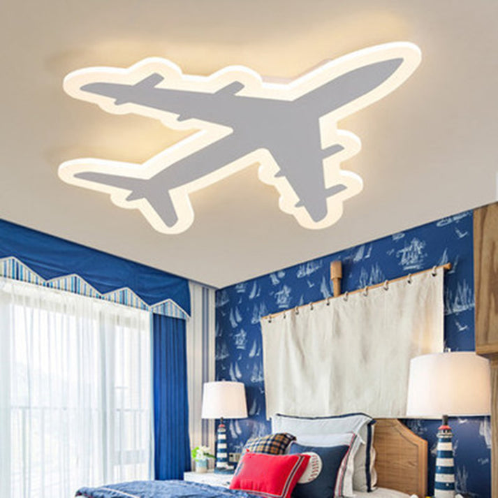 Acrylic Plane Flushmount Lighting Kids White Led Surface Mount Ceiling ...